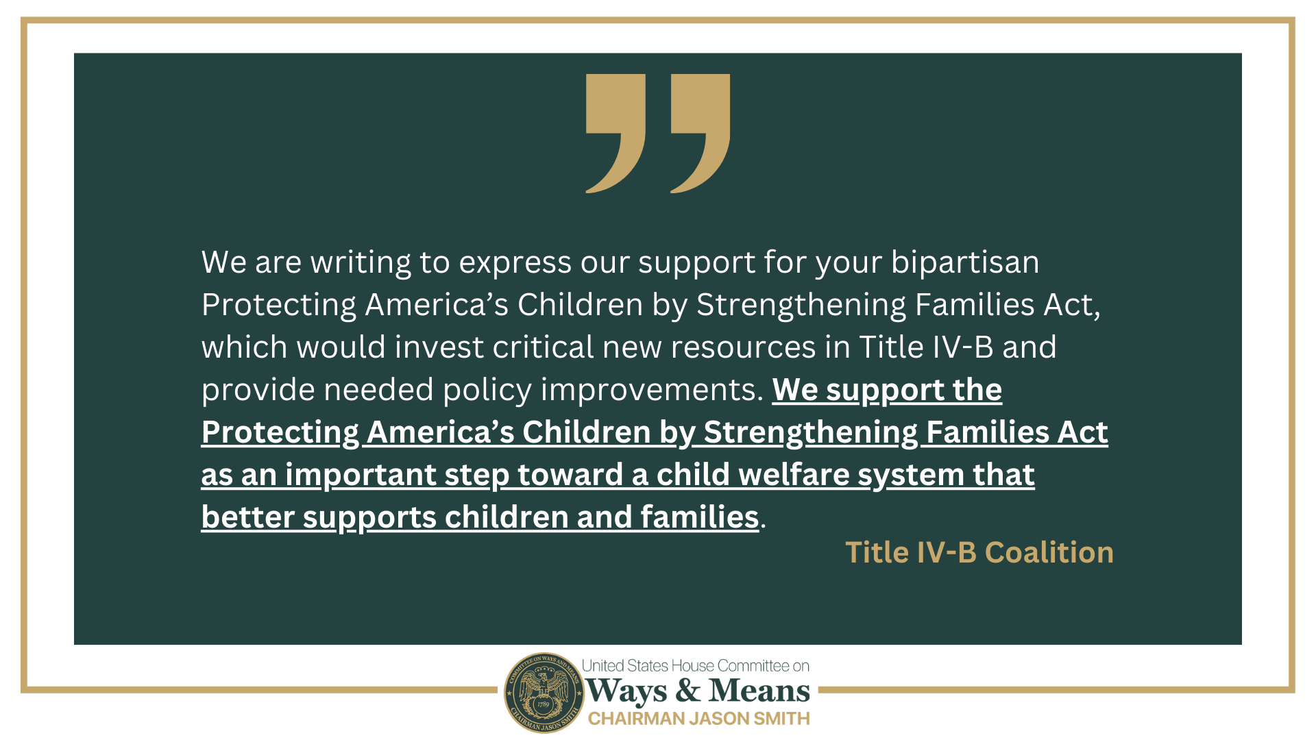 What They Are Saying: Child Welfare Reauthorization Delivers First-In-A ...