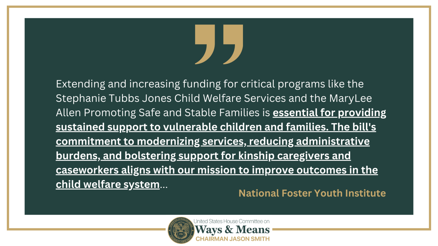 What They Are Saying: Child Welfare Reauthorization Delivers First-In-A ...