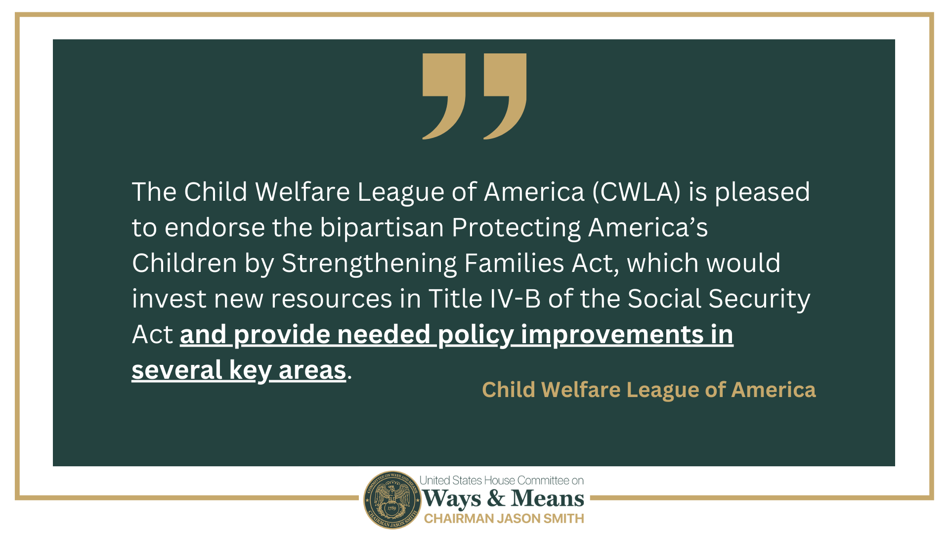 What They Are Saying: Child Welfare Reauthorization Delivers First-In-A ...